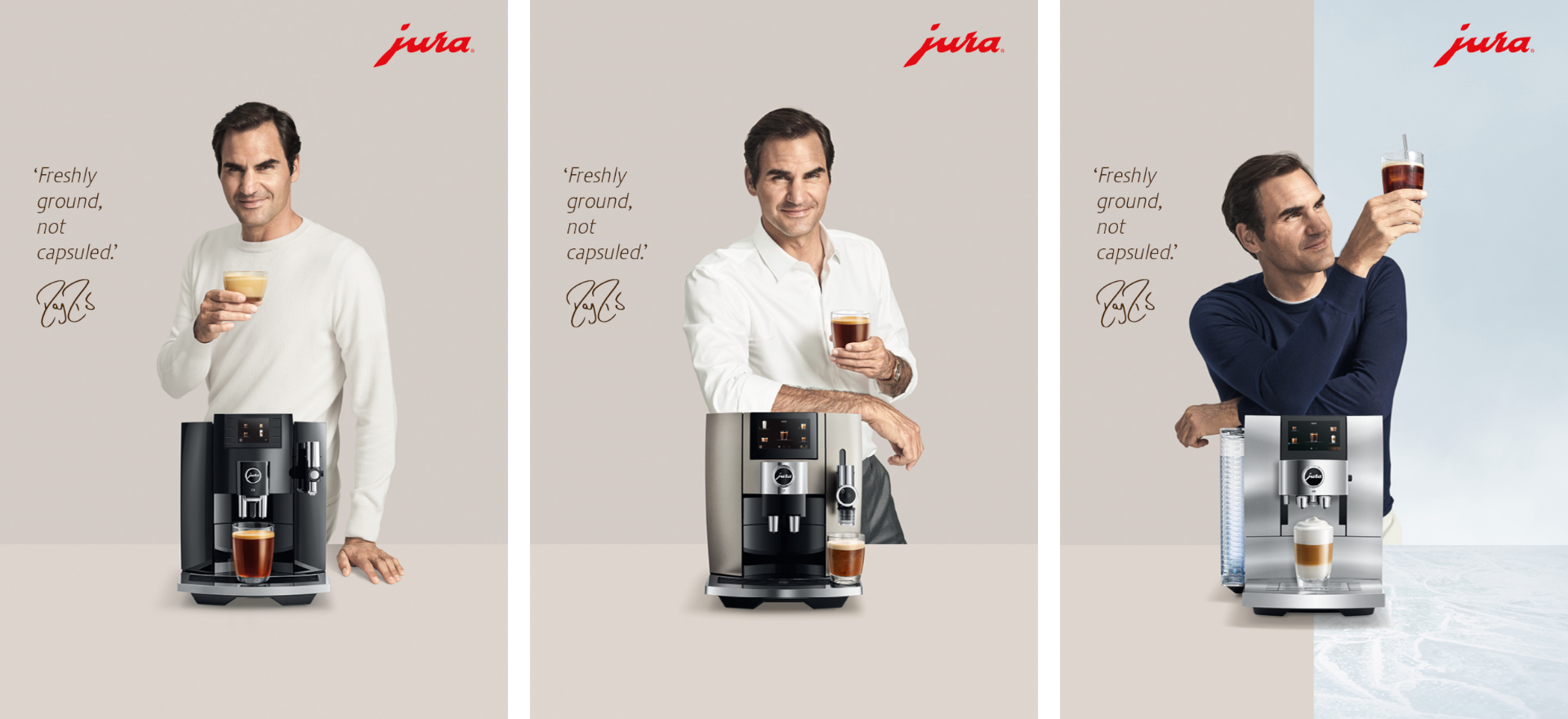 La campaña actual con Roger Federer - Cafeteras JURA - Especialidades ...